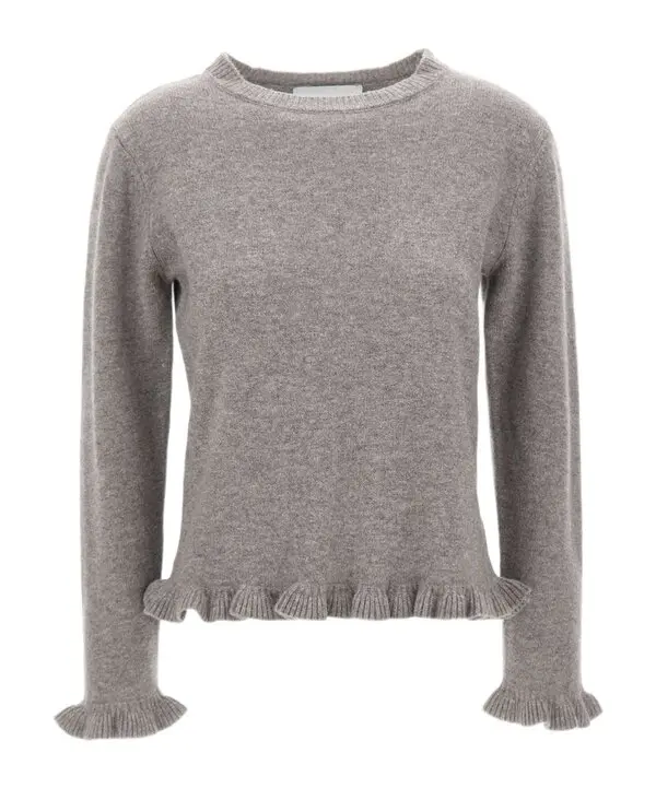 KAOS Ruffled Hem Knitted Sweater - Grey