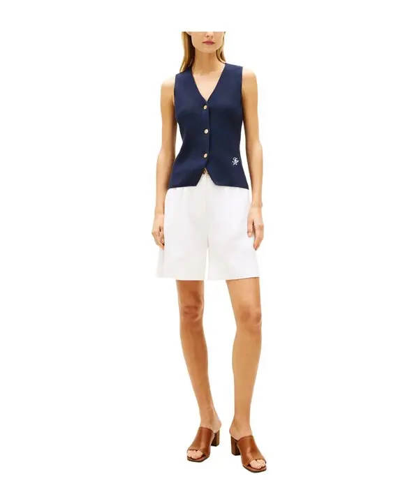 Tommy Hilfiger V-neck Knit Waistcoat With Goldtone Buttons