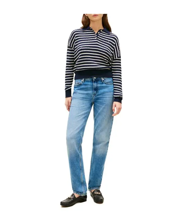 Tommy Hilfiger Polo Collar Long Sleeve Knit Top
