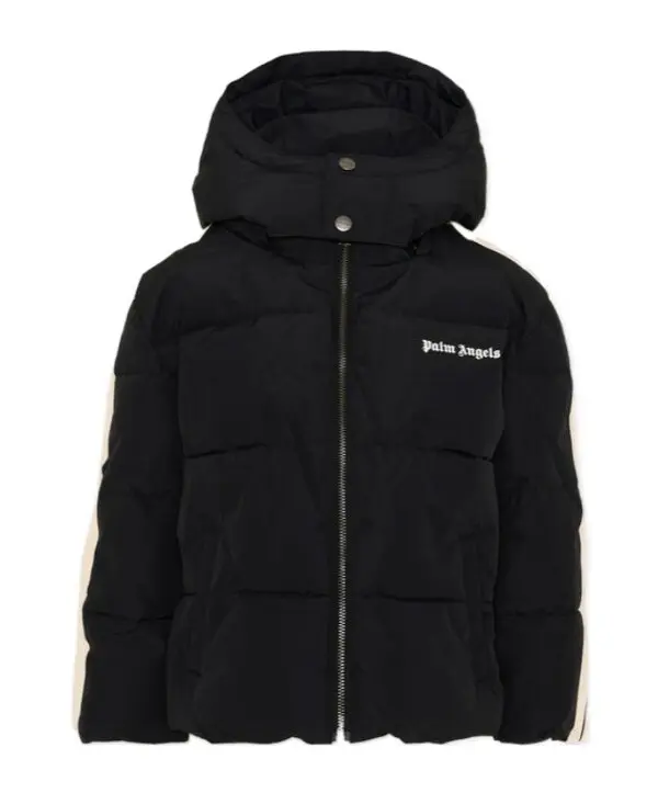 Palm Angels Long-sleeve Padded Hooded Jacket With Logo Detail - Black