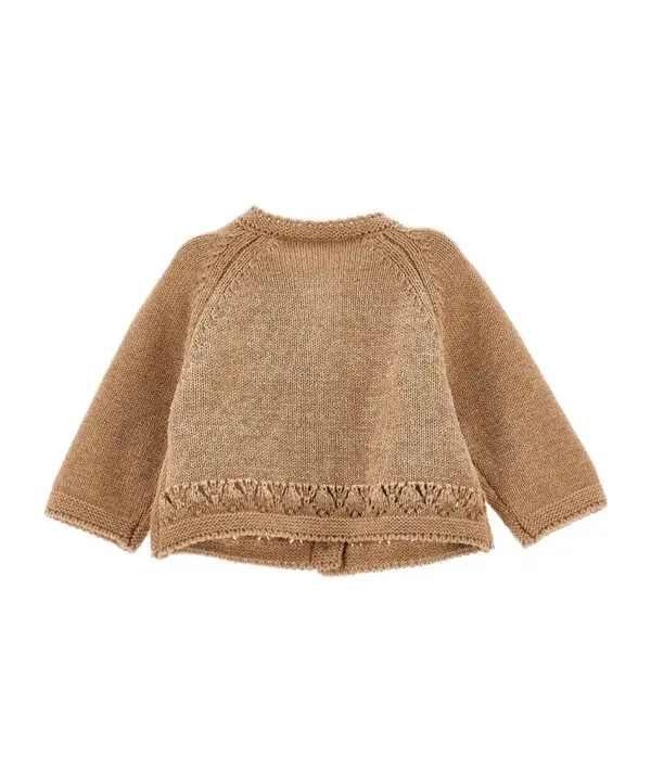 Monnalisa Pointelle-trim Raglan-sleeve Cardigan