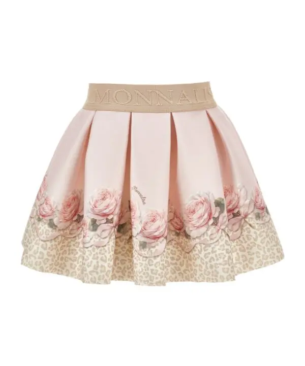Monnalisa Floral And Animal Print Pleated Skirt