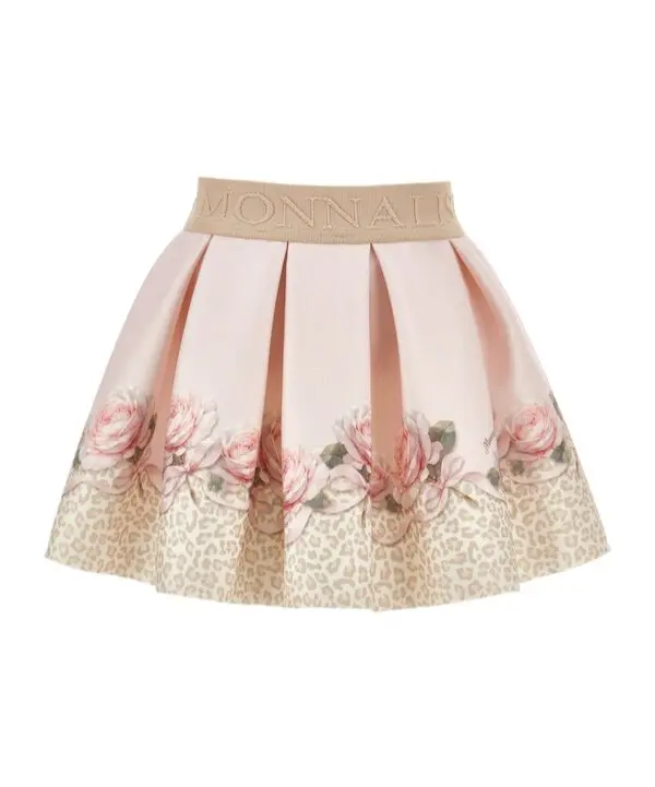 Monnalisa Floral And Animal Print Pleated Skirt