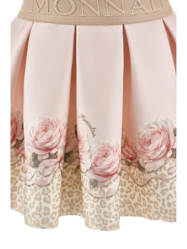 Monnalisa Floral And Animal Print Pleated Skirt