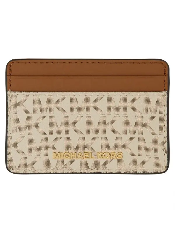 Michael Kors Portacarte Jet Set Mk Logo - Beige
