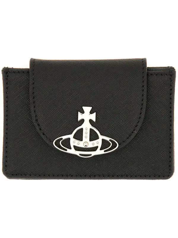 VIVIENNE WESTWOOD Flap" Card Holder - Black