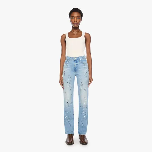 MOTHER The Kick It Shooting Stars Jeans - Light Blue