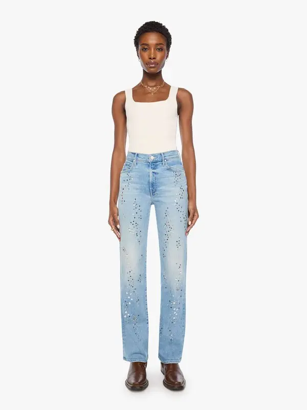 MOTHER The Kick It Shooting Stars Jeans - Light Blue