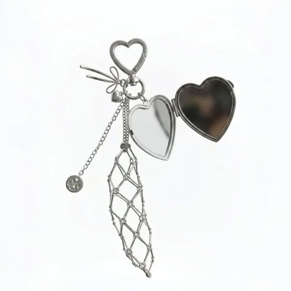 MERCELA Heart Mirror Bag Charm & Lipstick Holder