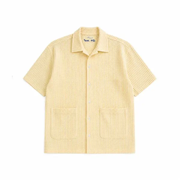 NOEND Textured Convertible Collar Shirt In Sun