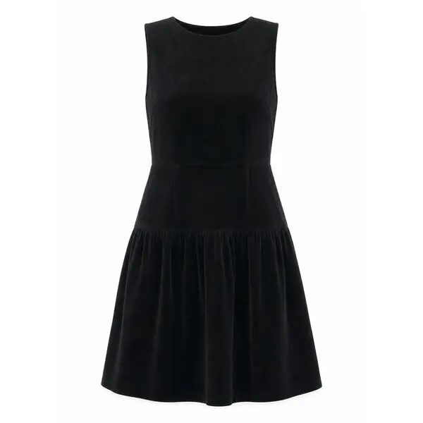 TRAFFIC PEOPLE Corrie's Bravado Cord Velvet Pru Mini Dress - Black