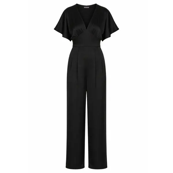 TRAFFIC PEOPLE Short Sleeve Grace Wide Leg Jumpsuit - Black