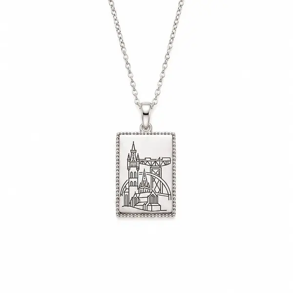 JANUS EDINBURGH Sterling From Glasgow With Love Postcard Necklace