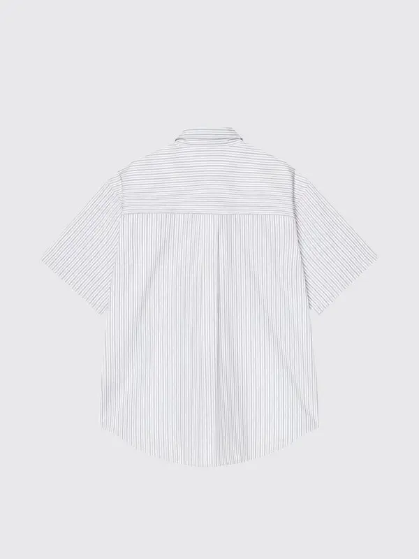 Carhartt Work In Progress Striped Cotton Bowling Shirt With Patch Pocket And Relaxed Fit