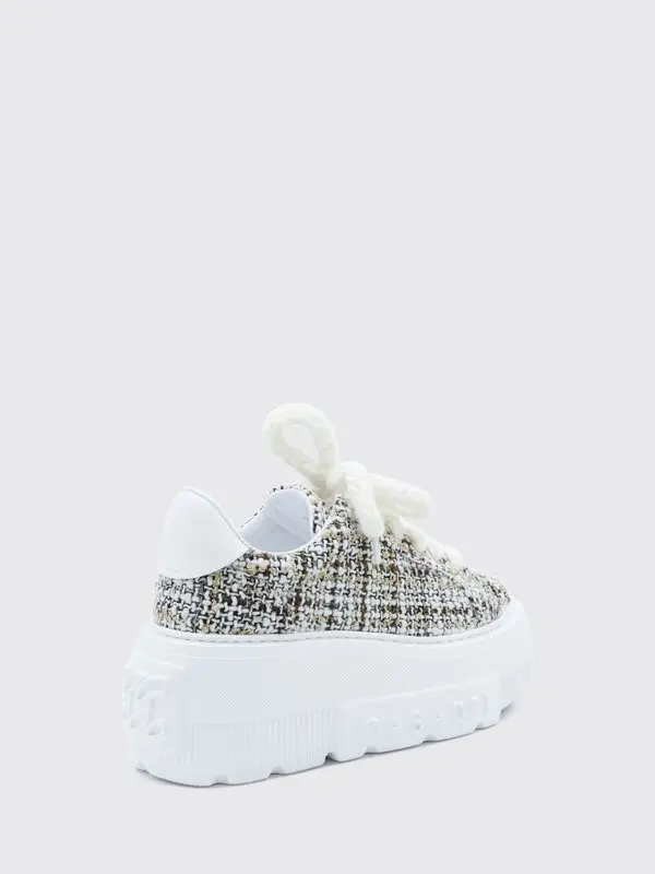 Casadei Abstract Pattern Tweed Platform Trainers