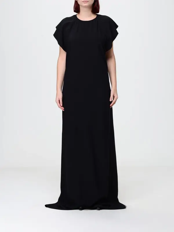 N° 21 Sleeveless Long Crêpe Evening Tunic Gown With Train