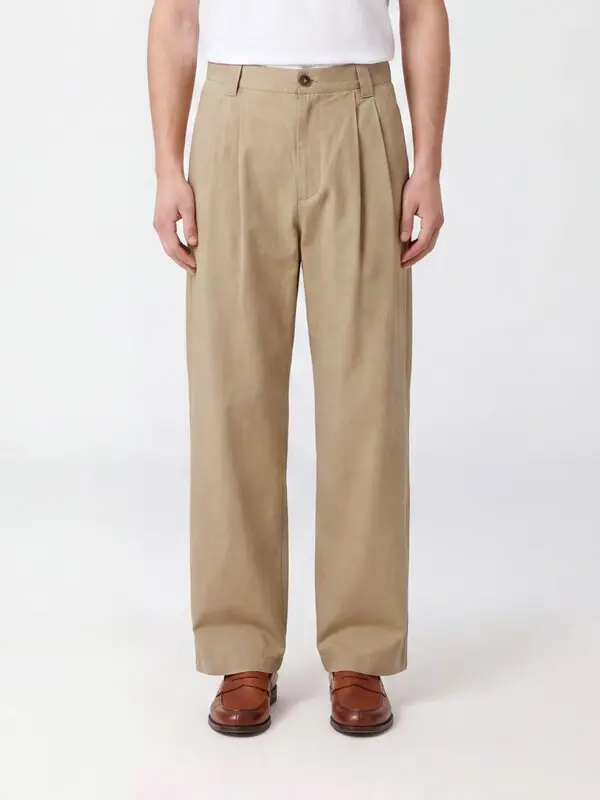 A.p.c. Ricky Pleated Wide-leg Cotton Trousers - Beige