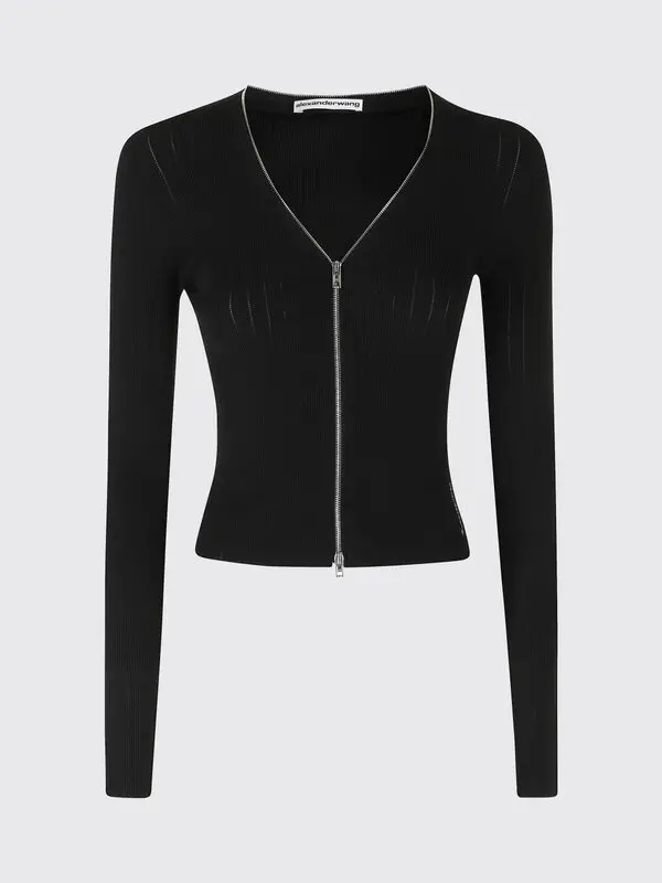 Alexander Wang Zip-up Ribbed Knit Sweater