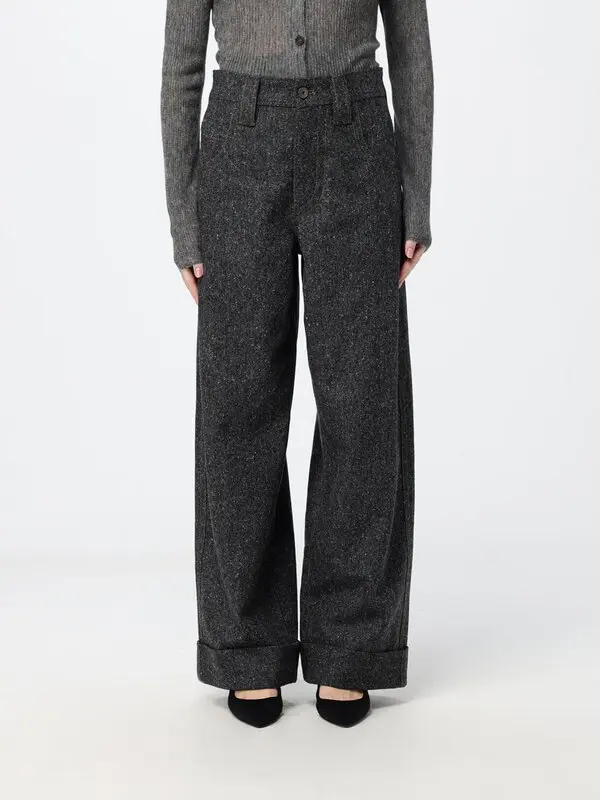 Brunello Cucinelli High-waisted Wool Blend Trousers - Grey
