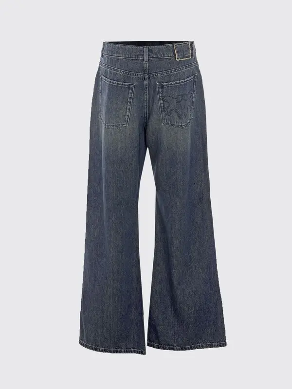 Pinko Wide Leg Jeans With Contrast Lace Detailing