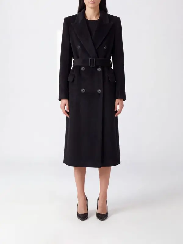 Tagliatore Belted Double-breasted Long Coat In Alpaca And Wool - Blue