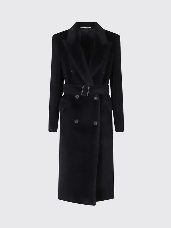 Tagliatore Belted Double-breasted Long Coat In Alpaca And Wool