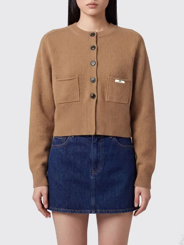 Elisabetta Franchi Cropped Wool And Cashmere Blend Cardigan - Brown