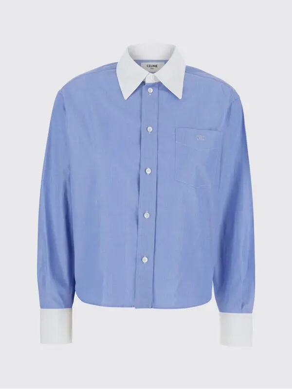 Celine Cotton Shirt With Contrast Collar And Cuffs