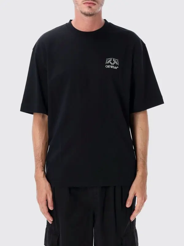 Off-White Arrow Logo Cotton T-shirt With Dropped Shoulders - Black