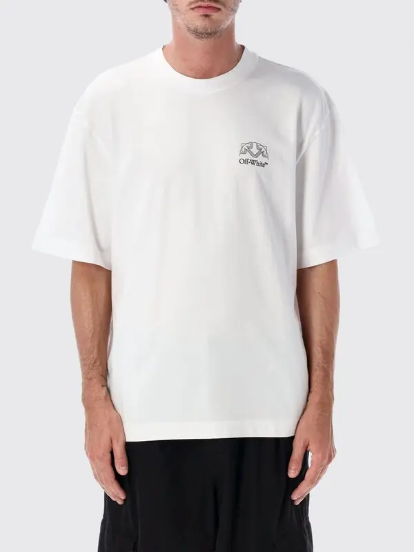 Off-White Arrow Logo Cotton T-shirt With Dropped Shoulders - White