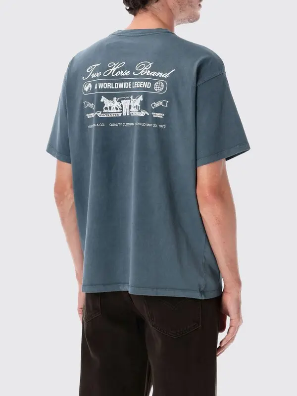 LEVI'S Cotton T-shirt With Patch Pocket And Graphic Logo Print - Black