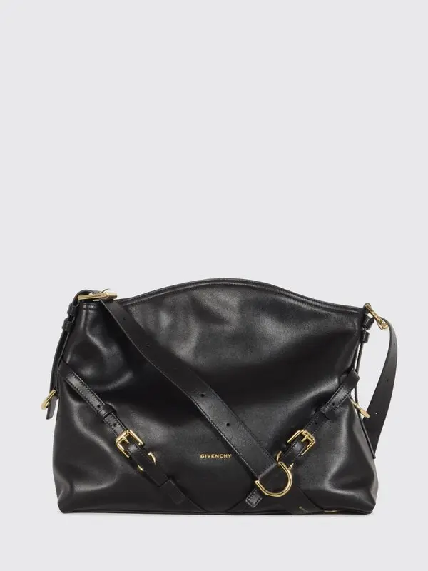 Givenchy Leather Shoulder Bag With Gold Tone Hardware - Black