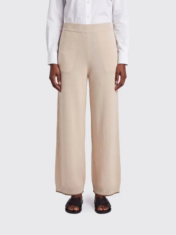 Brunello Cucinelli Wide-leg Knit Cashmere Trousers - White