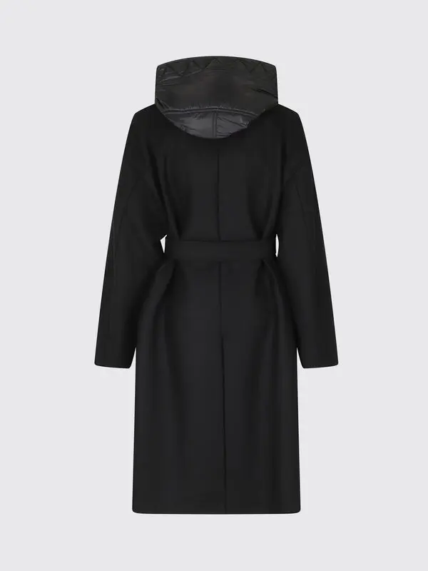 FAY Long Wool And Cashmere Coat With Nylon Hood And Toggles
