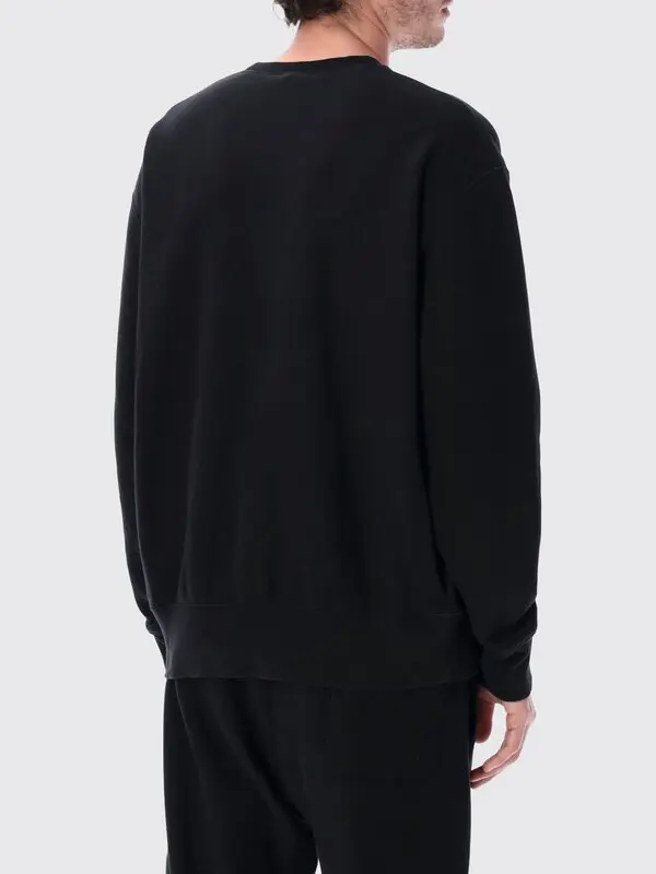 Champion Crewneck Cotton Sweatshirt With Contrast Logo And Dropped Shoulders - Black