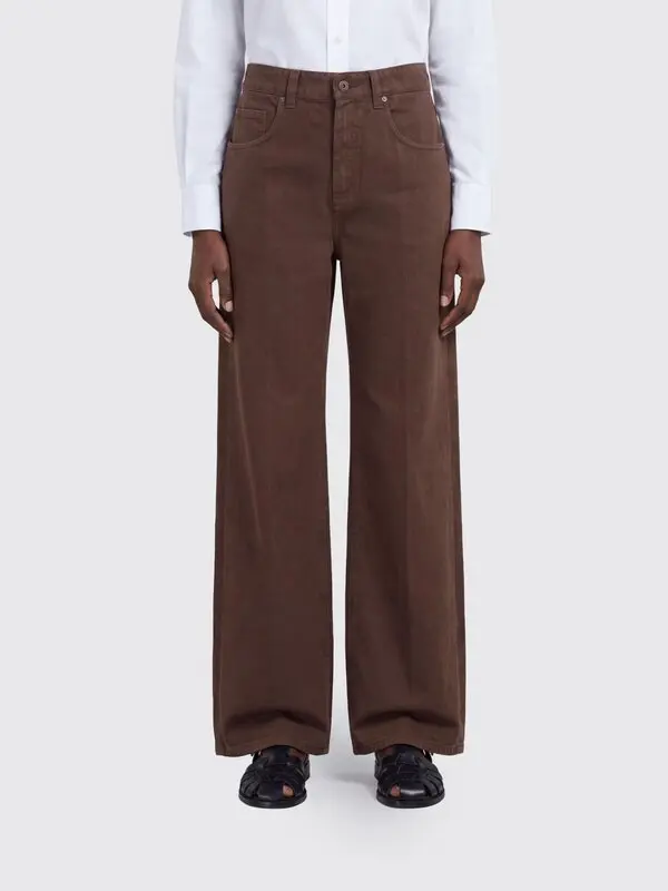 Brunello Cucinelli High-waisted Wide-leg Cotton Trousers With Monili Detail