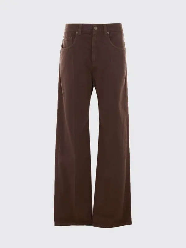Brunello Cucinelli High-waisted Wide-leg Cotton Trousers With Monili Detail