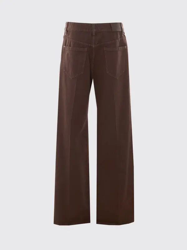 Brunello Cucinelli High-waisted Wide-leg Cotton Trousers With Monili Detail