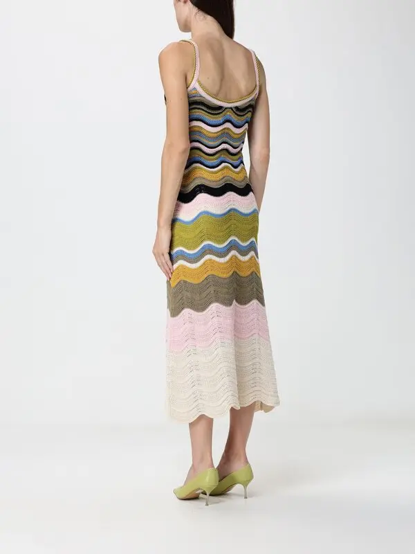La DoubleJ Multicolor Striped Crochet Midi Dress