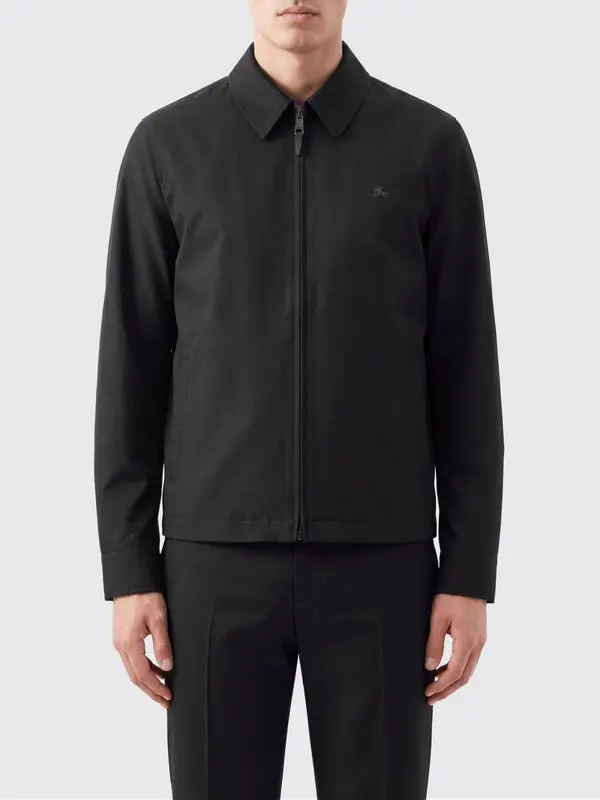 Burberry Wool Shirt Jacket With Zip Closure And Ekd Logo