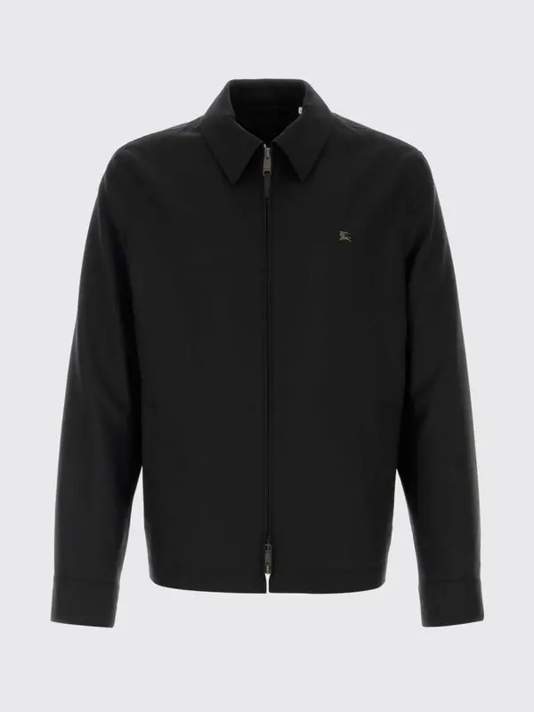 Burberry Wool Shirt Jacket With Zip Closure And Ekd Logo
