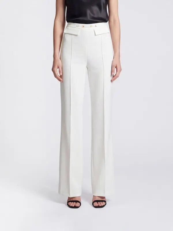 Elisabetta Franchi High-waisted Skinny Stretch-crêpe Trousers - White