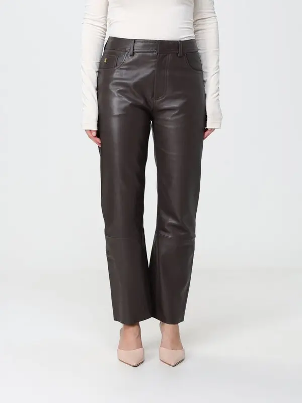 Alberta Ferretti Tailored Leather Trousers - Brown