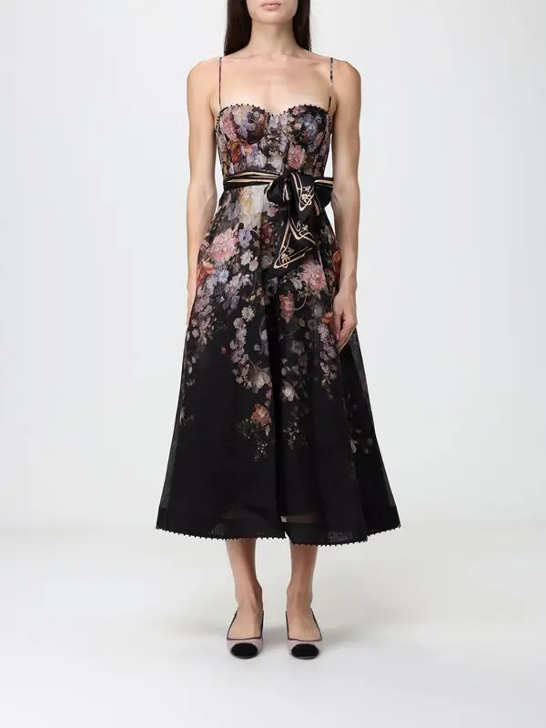 Zimmermann Floral Print Midi Dress - Black