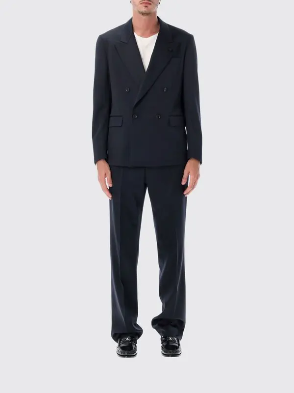 LARDINI Regular Fit Double-breasted Suit In Pure Virgin Wool - Blue