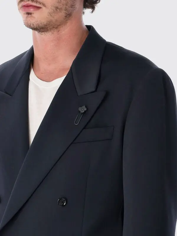 LARDINI Regular Fit Double-breasted Suit In Pure Virgin Wool - Blue