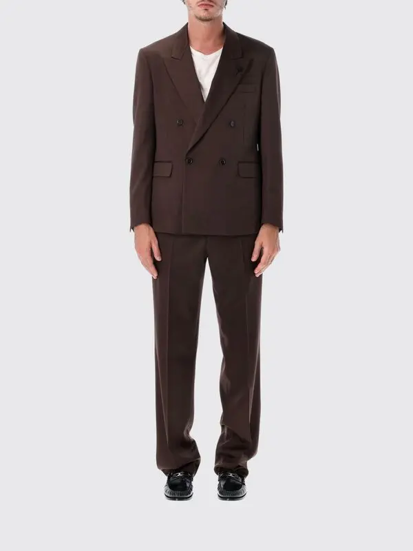 LARDINI Regular Fit Double-breasted Suit In Pure Virgin Wool - Brown