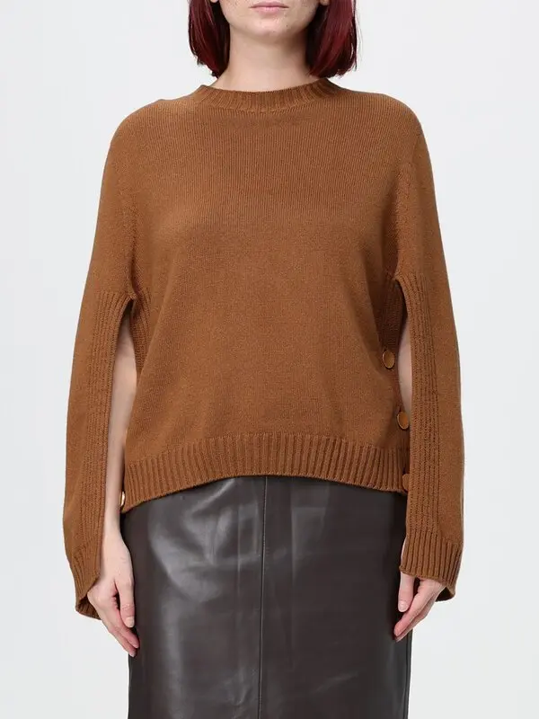 Alberta Ferretti Knit Sweater With Button Detailing - Brown