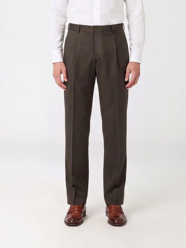 LARDINI Pure Virgin Wool Wide-leg Trousers - Brown