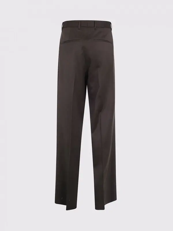 LARDINI Pure Virgin Wool Wide-leg Trousers - Brown